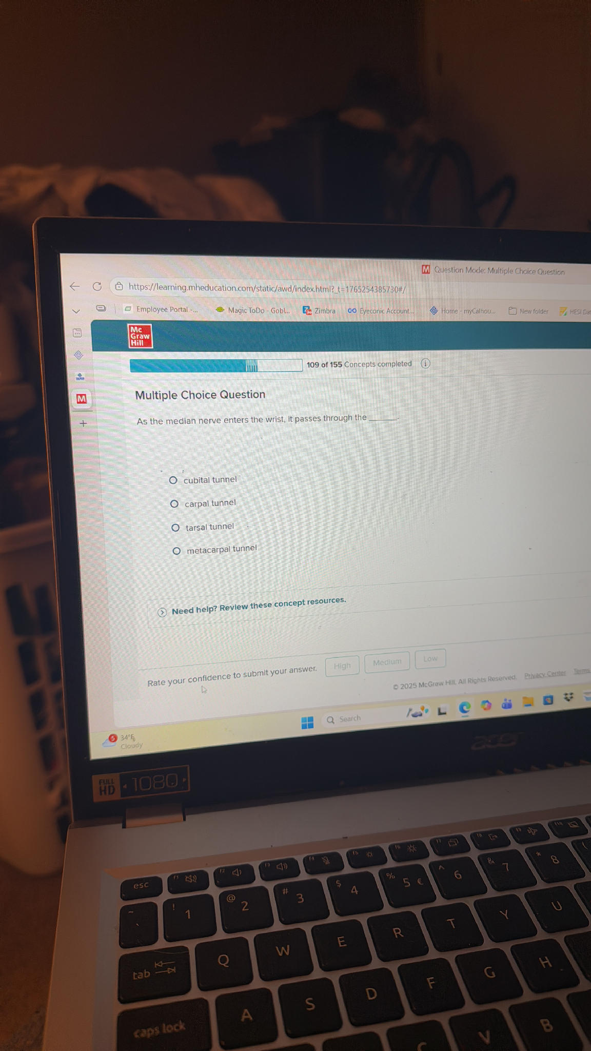 Multiple Choice Question As the median nerve | StudyX