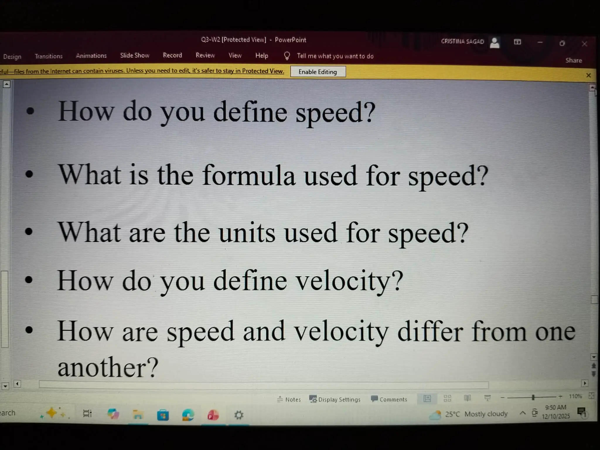- How do you define speed? - What is the | StudyX