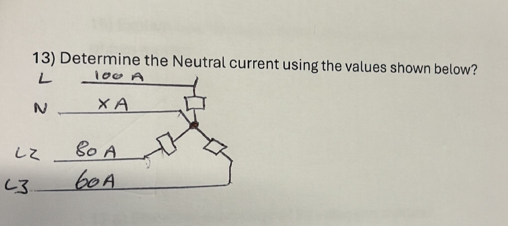 13) Determine the Neutral current using the