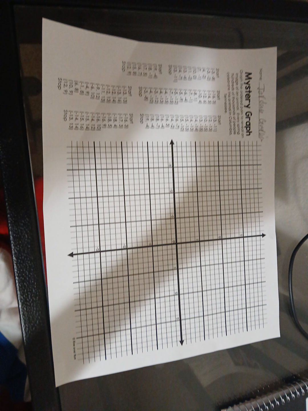 Mystery Graph Graph the ordered pairs to | StudyX