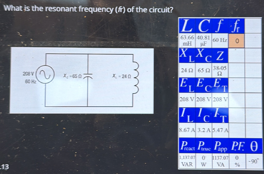 What is the resonant frequency ($f_r$) of | StudyX