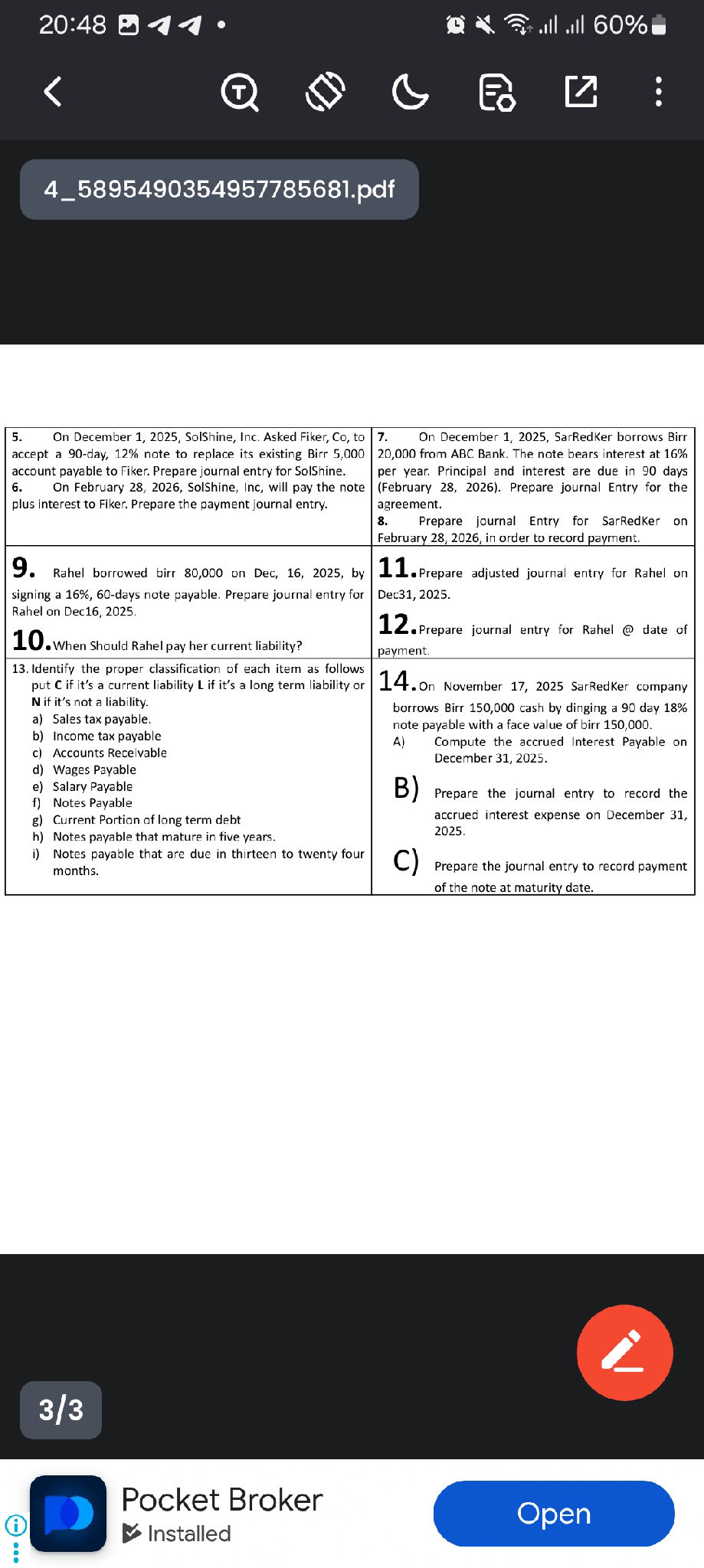 On December 1, 2025, SolShine, Inc. Asked | StudyX
