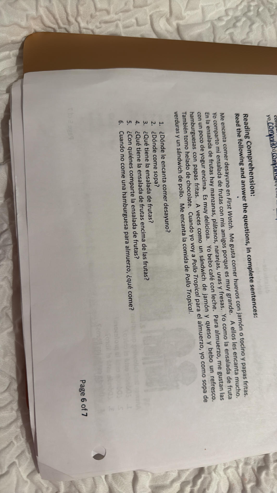 Reading Comprehension: Read the following | StudyX