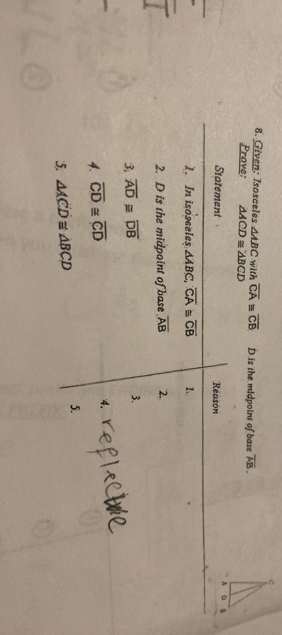 8. Given: Isosceles $ ABC$ with $ {CA} | StudyX