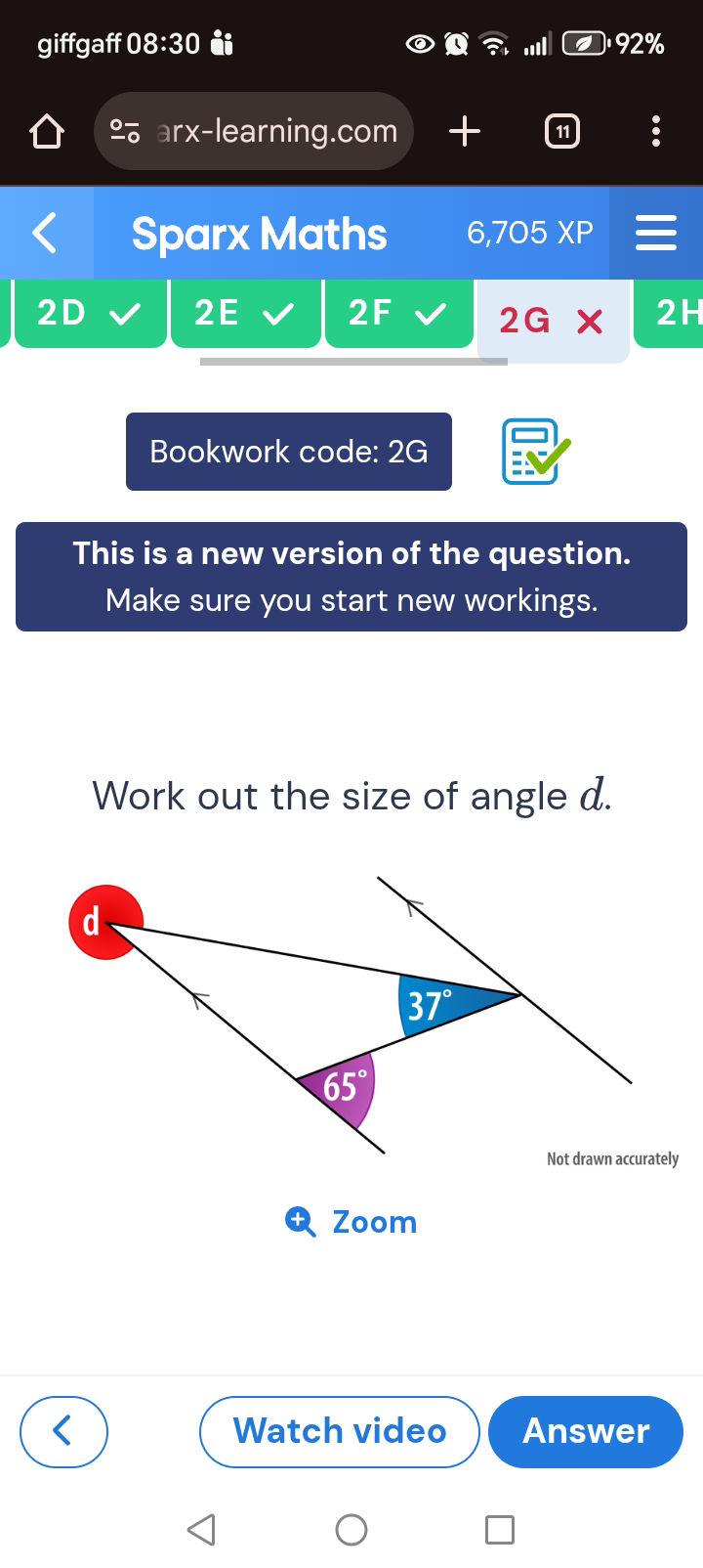 Work out the size of angle $d$. **Diagram | StudyX
