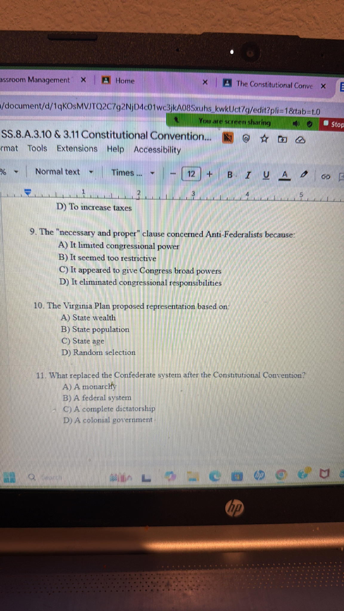 10. The Virginia Plan proposed | StudyX