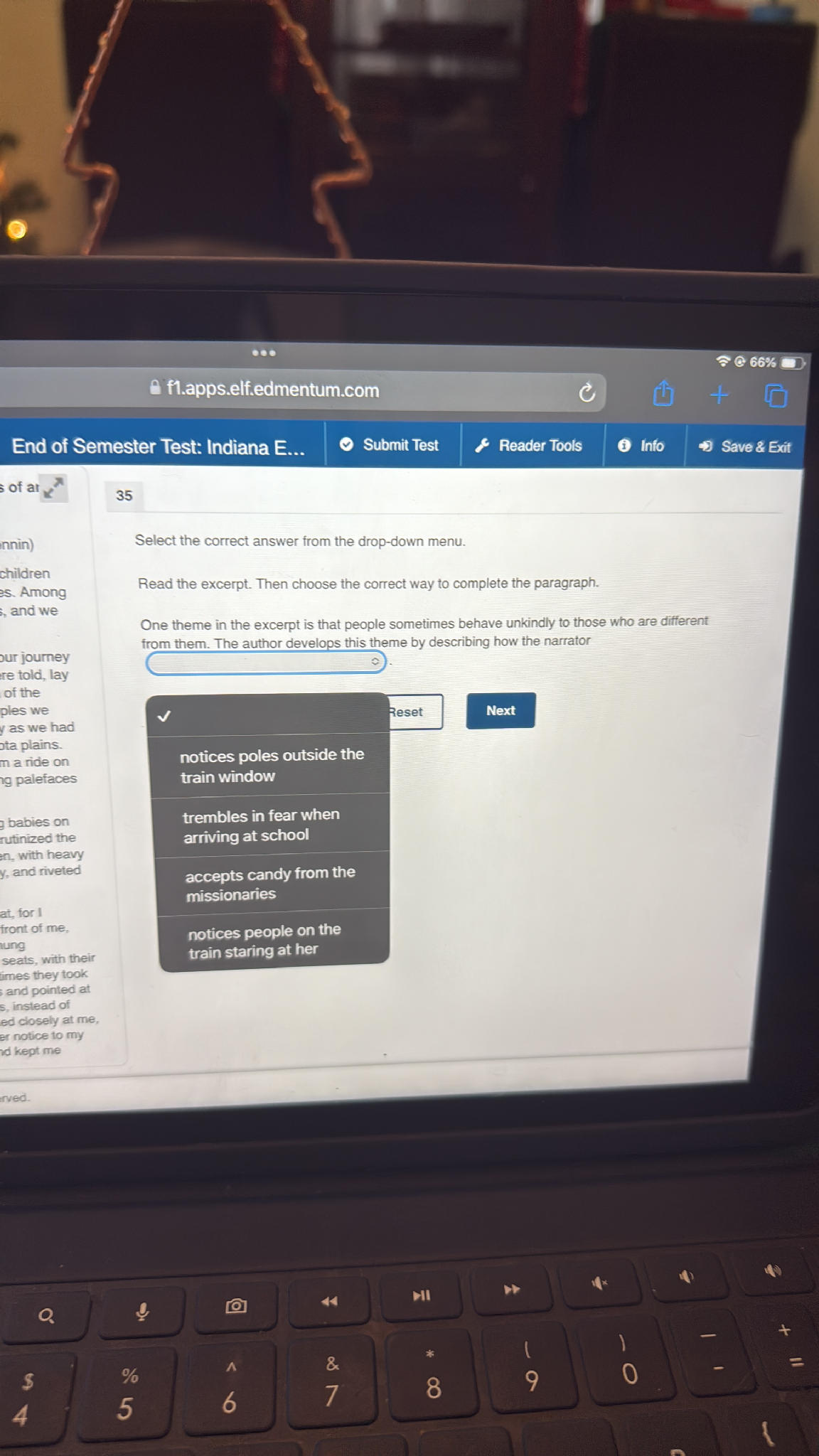 End of Semester Test: Indiana E... excerpt | StudyX