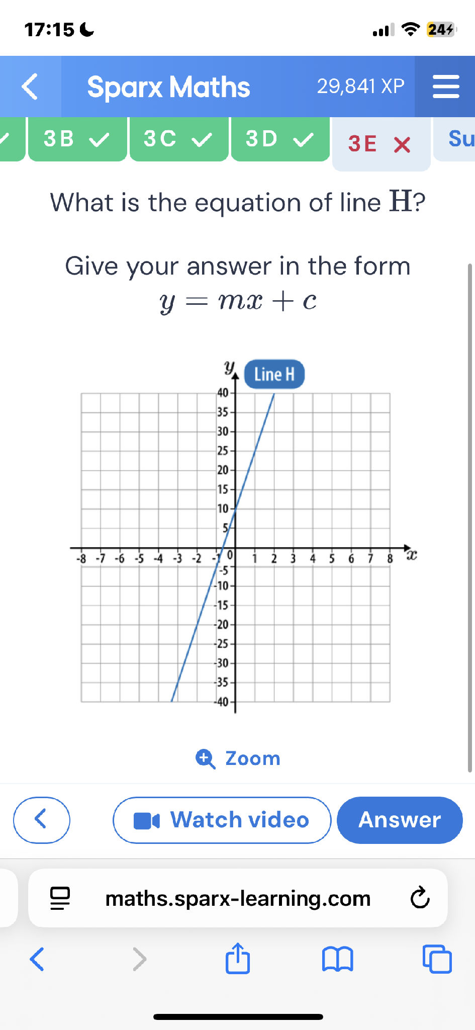 What is the equation of line H? Give your | StudyX
