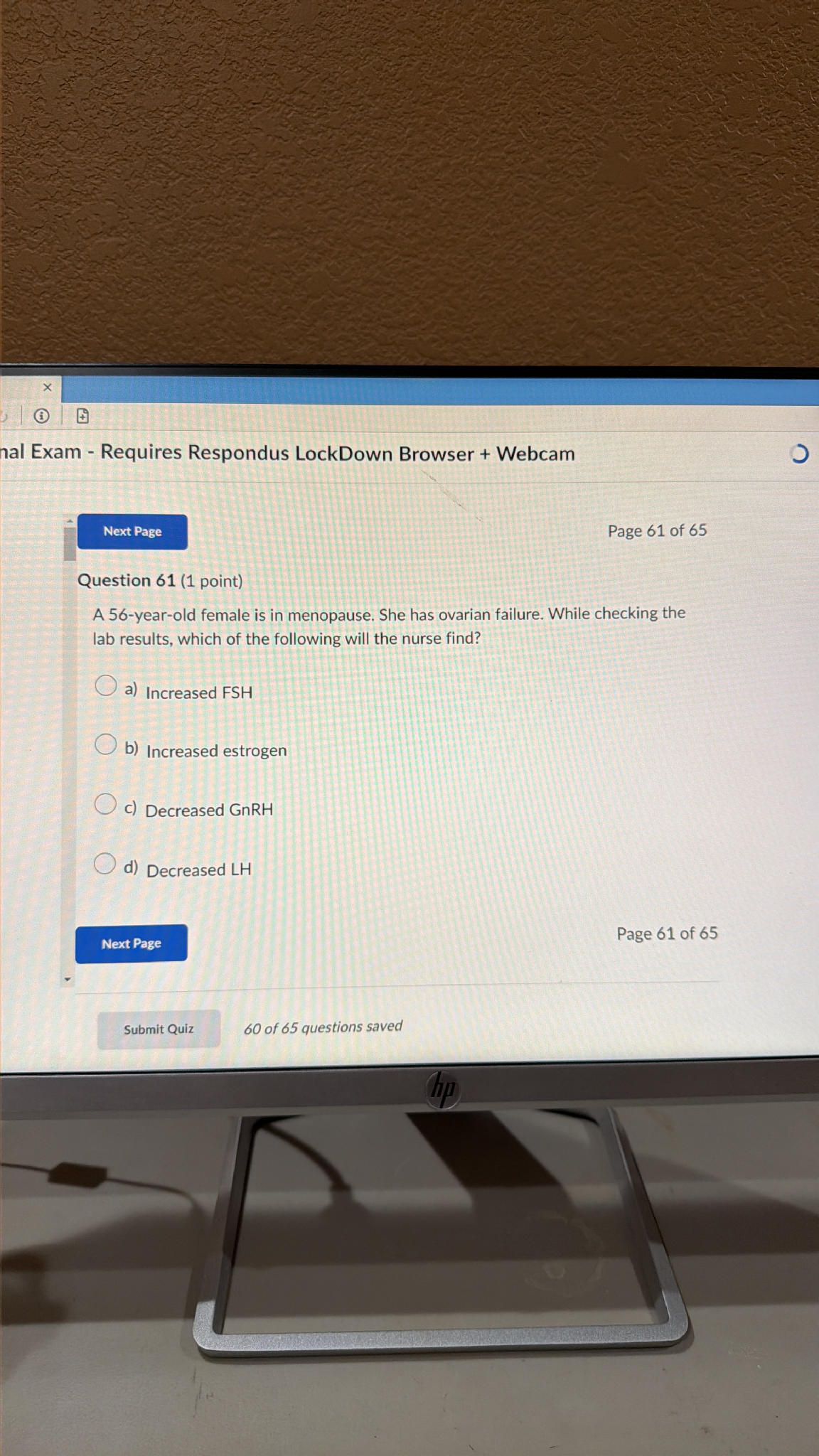 Question 61 (1 point) A 56-year-old female | StudyX