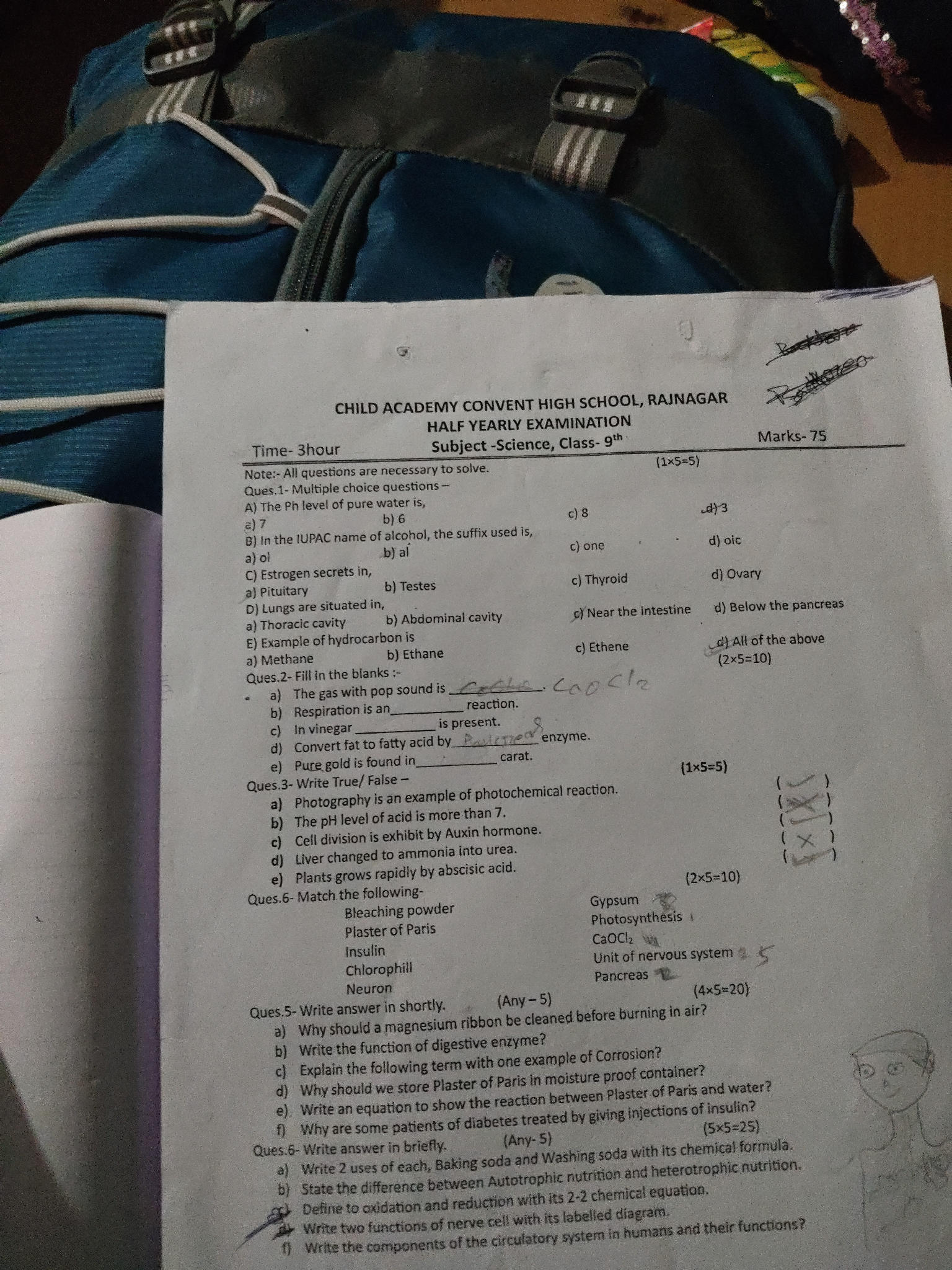 A) The Ph level of pure water is, a) 7 b) 6 | StudyX