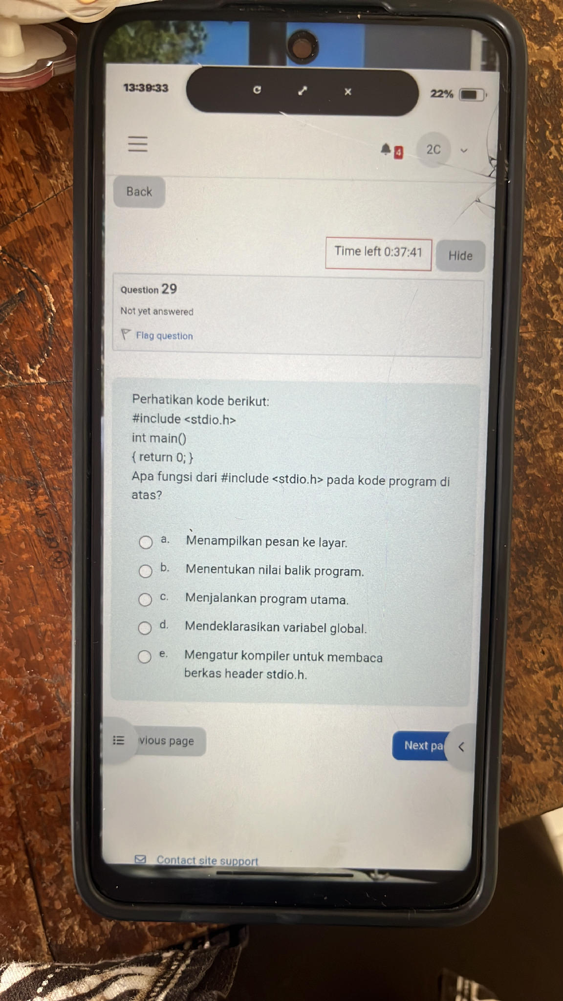 Perhatikan kode berikut: ```c #include int | StudyX