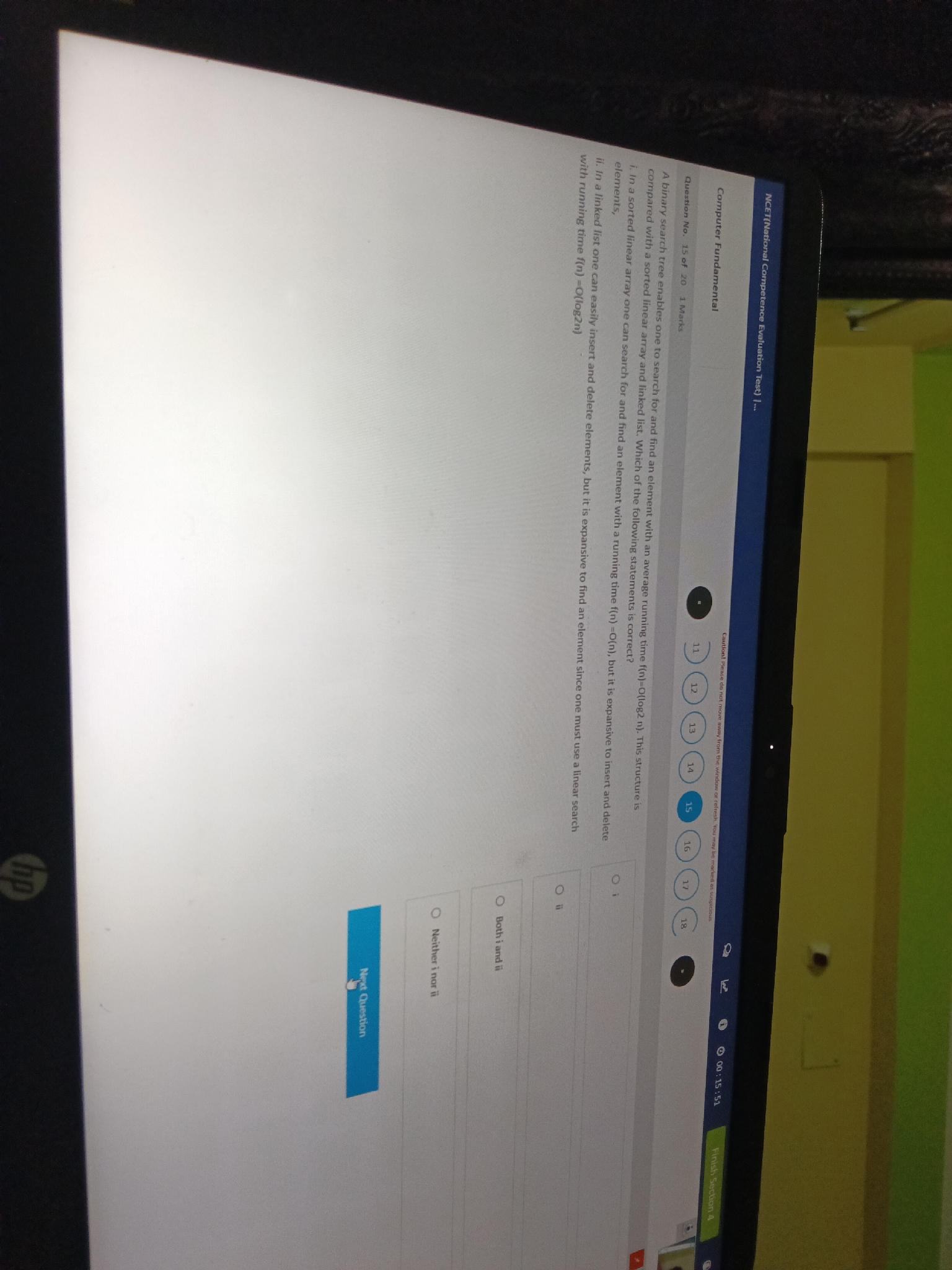 Question No. 15 of 20 1 Marks A binary | StudyX