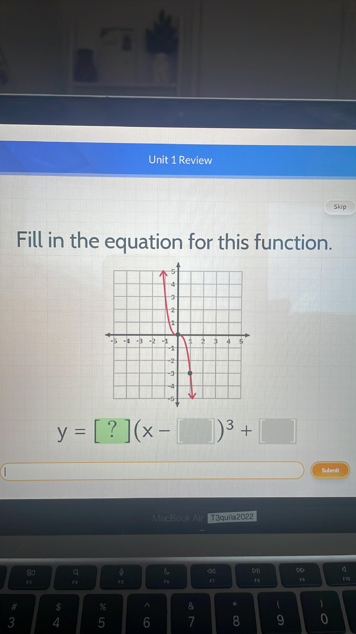 Fill in the equation for this function. The | StudyX
