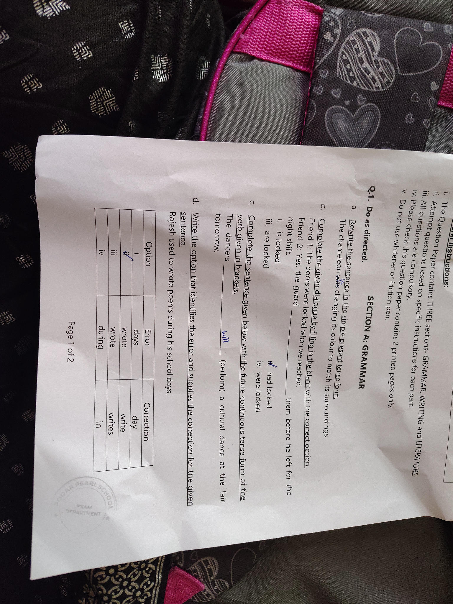 Write the option that identifies the error | StudyX