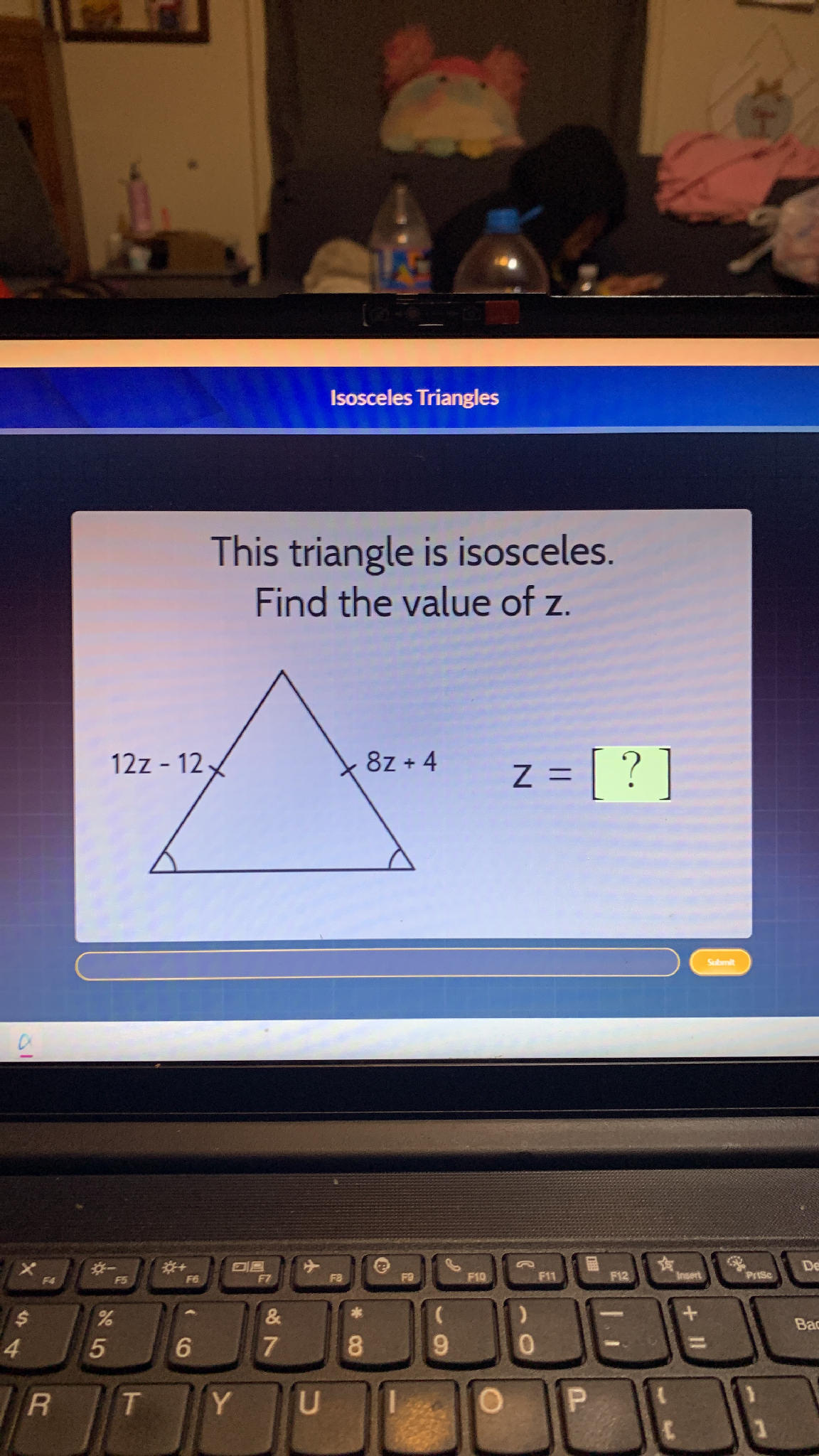 This triangle is isosceles. Find the value | StudyX