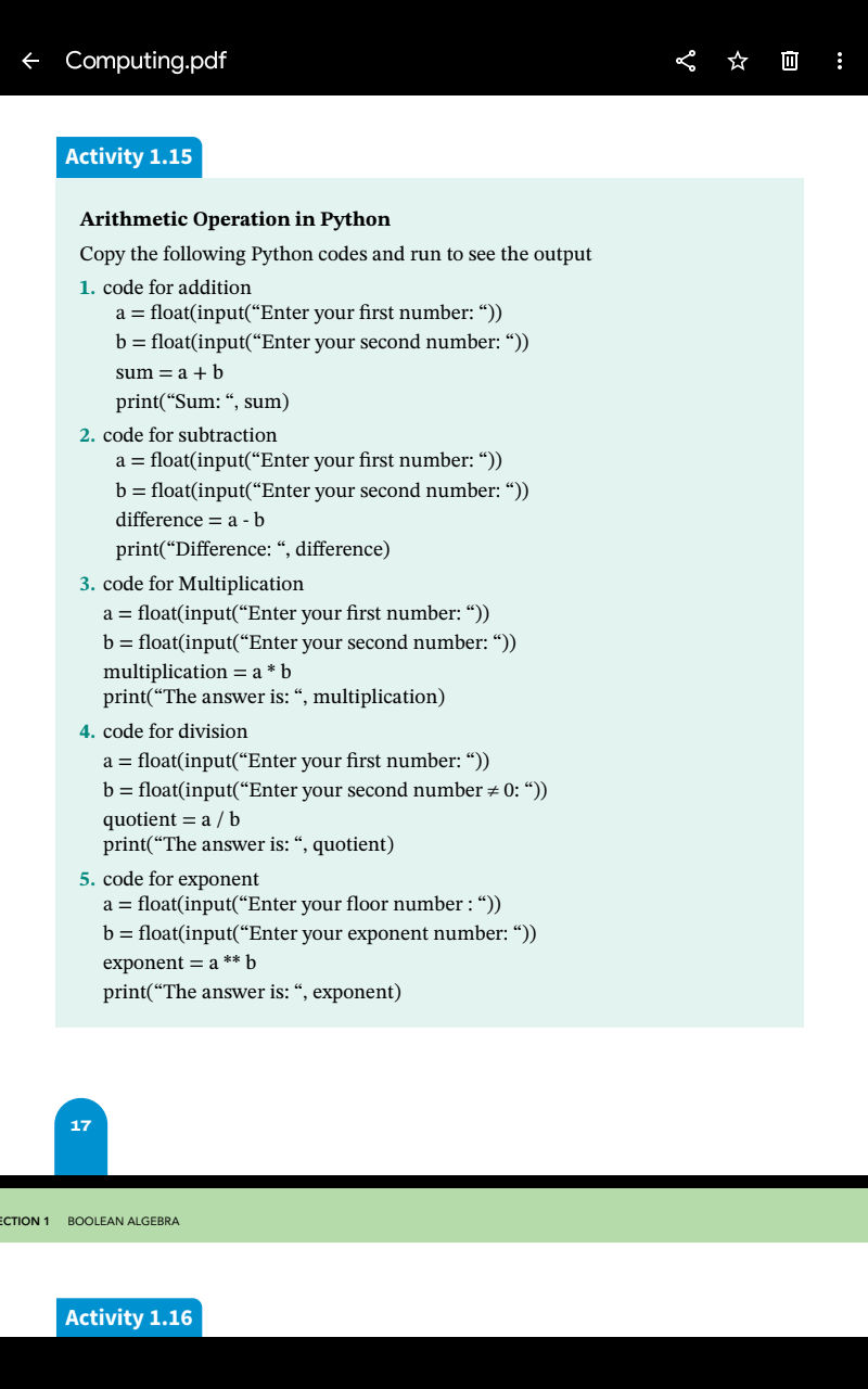 Arithmetic Operation in Python Copy the | StudyX