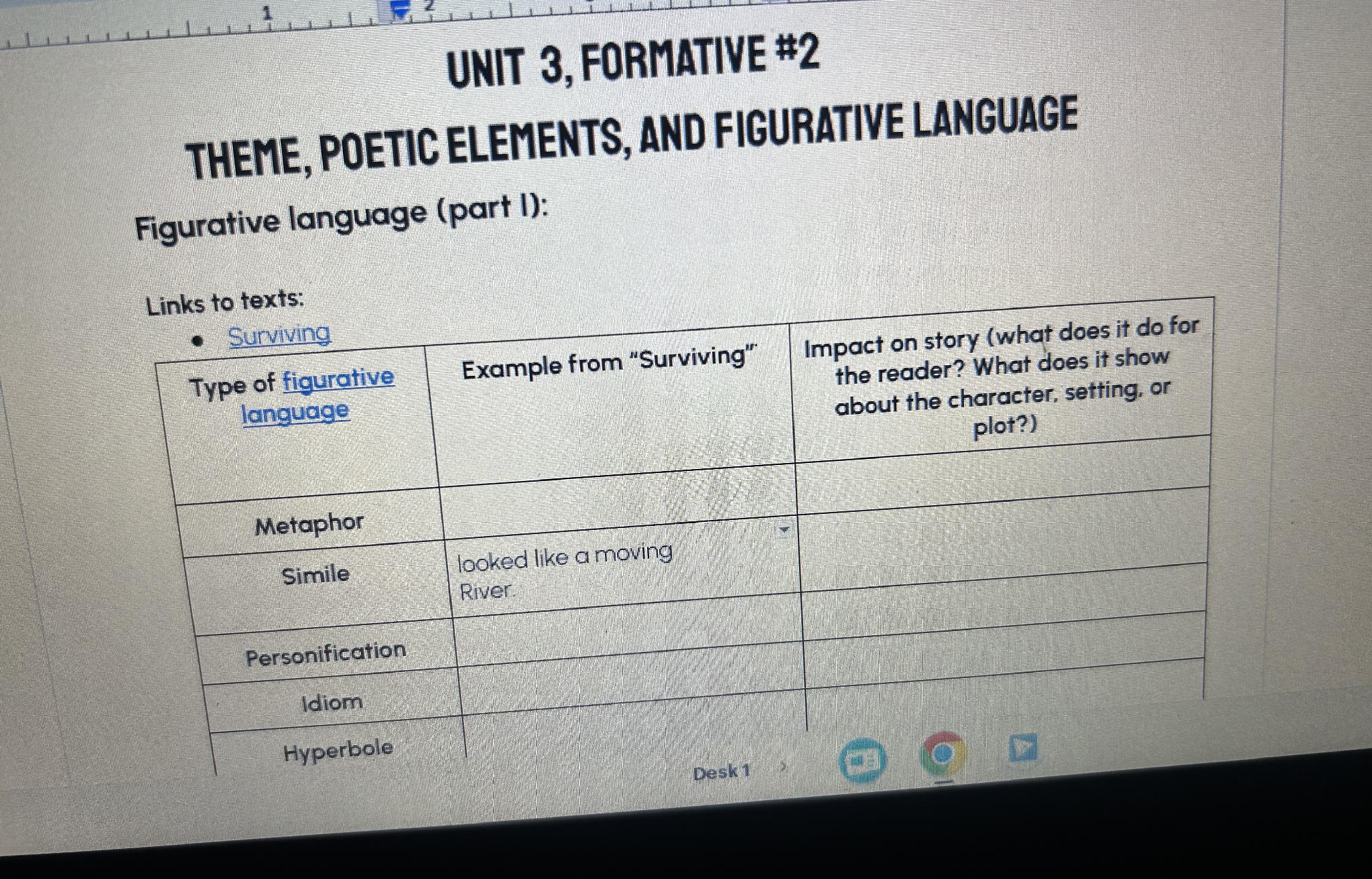 UNIT 3, FORMATIVE #2 THEME, POETIC | StudyX