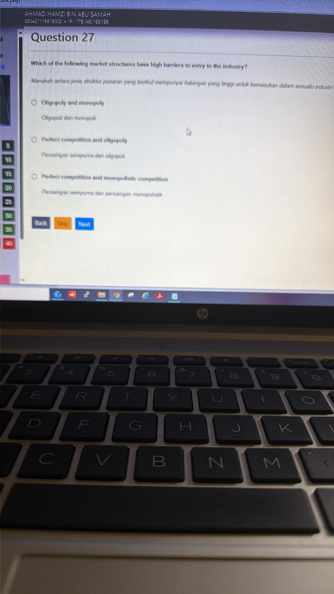 Which of the following market structures | StudyX