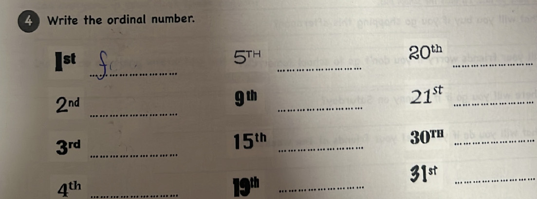 Write the ordinal number. 1st 2nd 3rd | StudyX