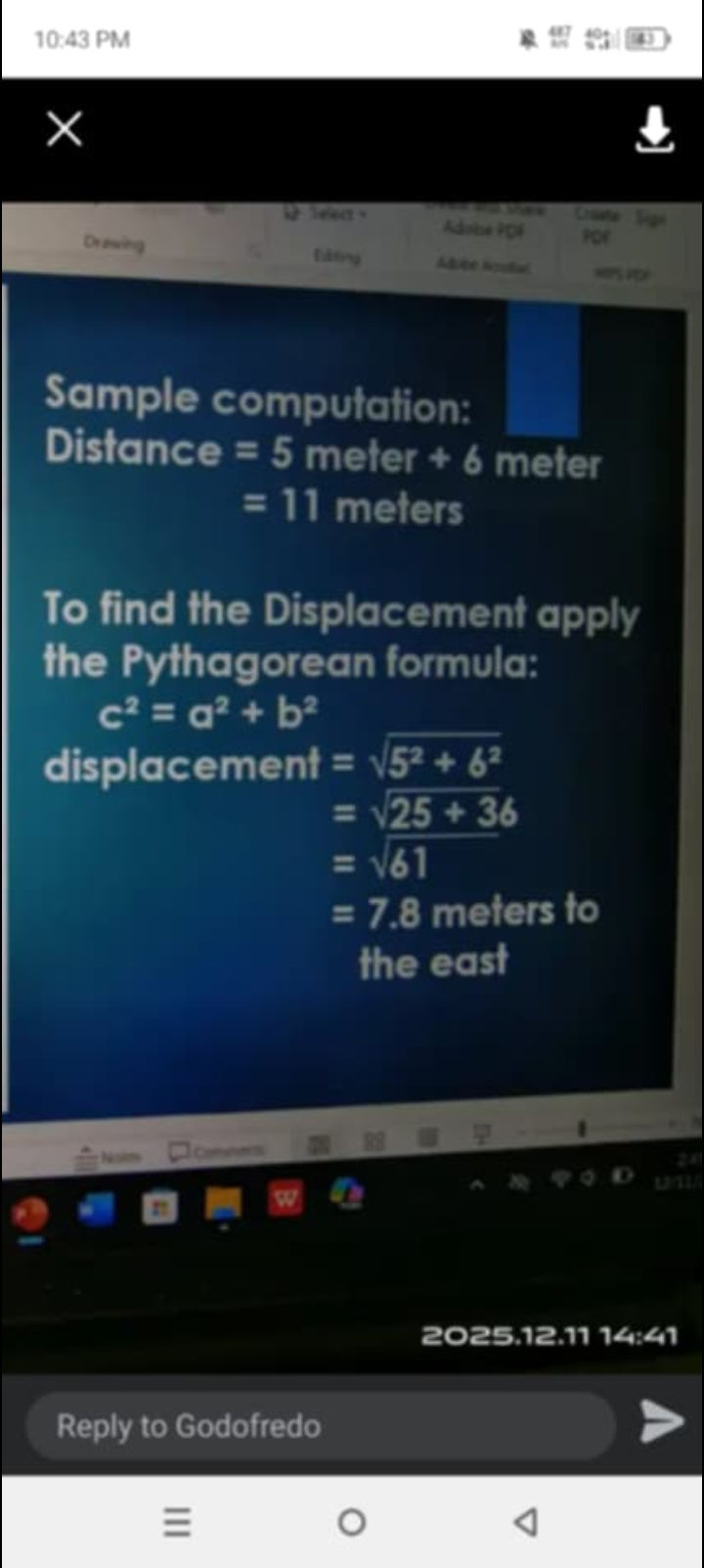 Sample computation: Distance = 5 meter + 6 | StudyX