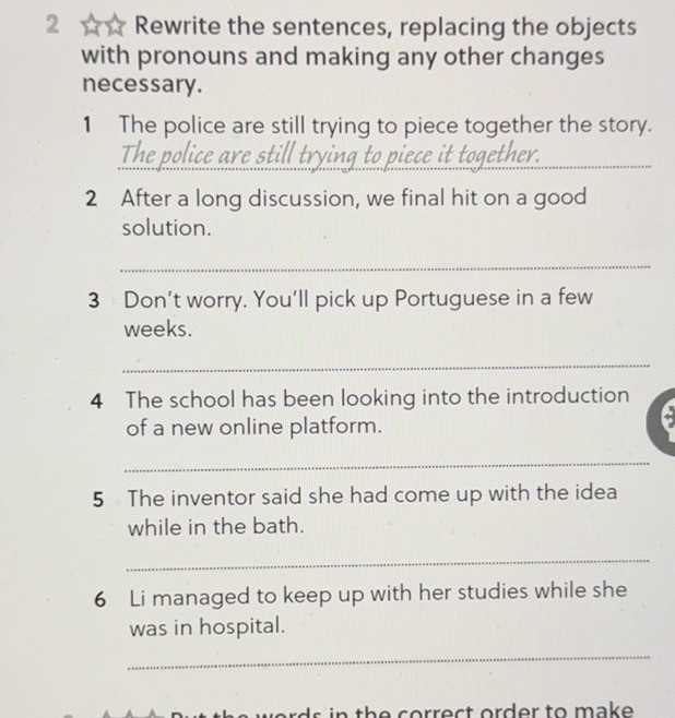 Rewrite the sentences, replacing the objects | StudyX