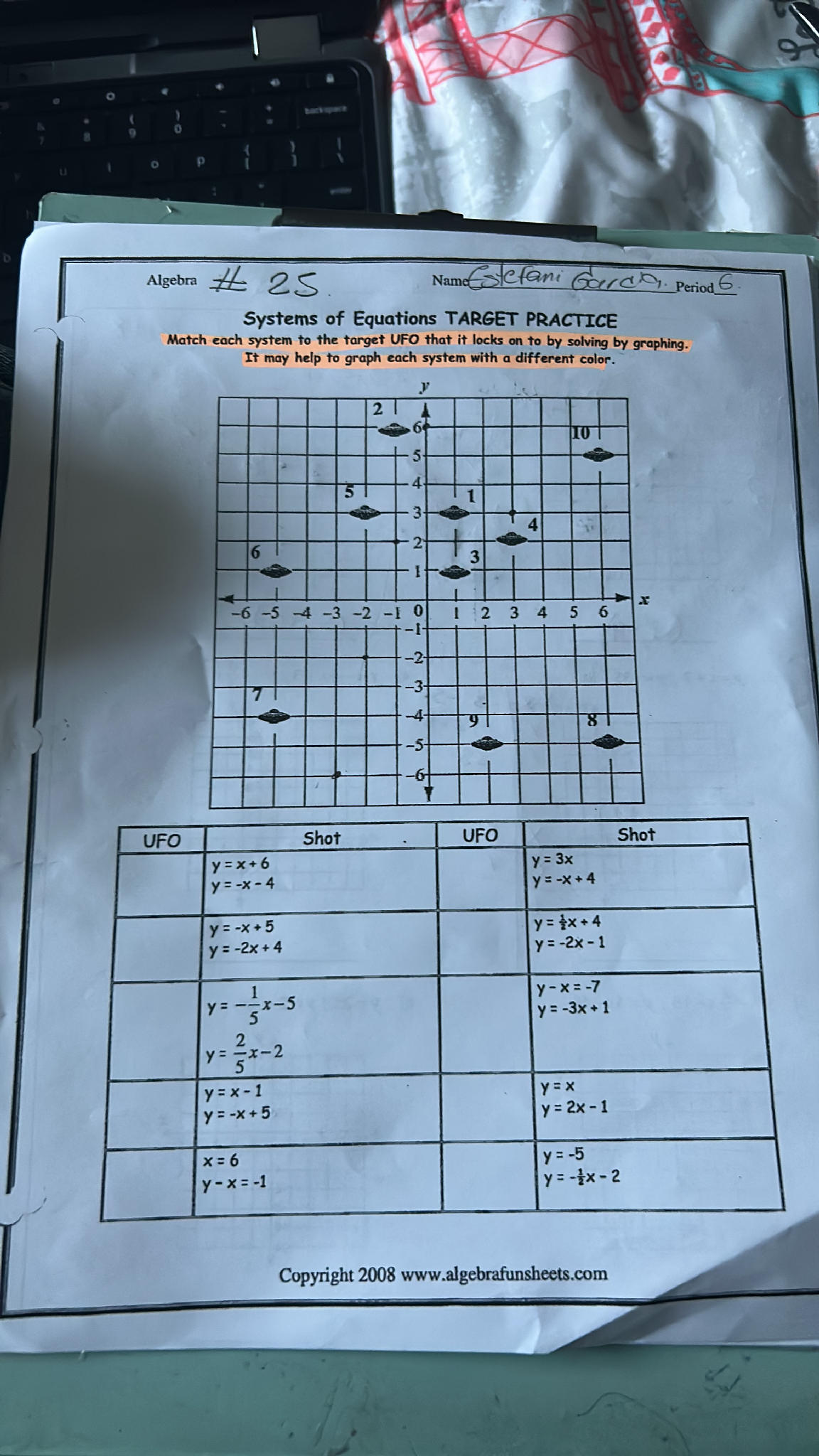 Systems of Equations TARGET PRACTICE Match | StudyX