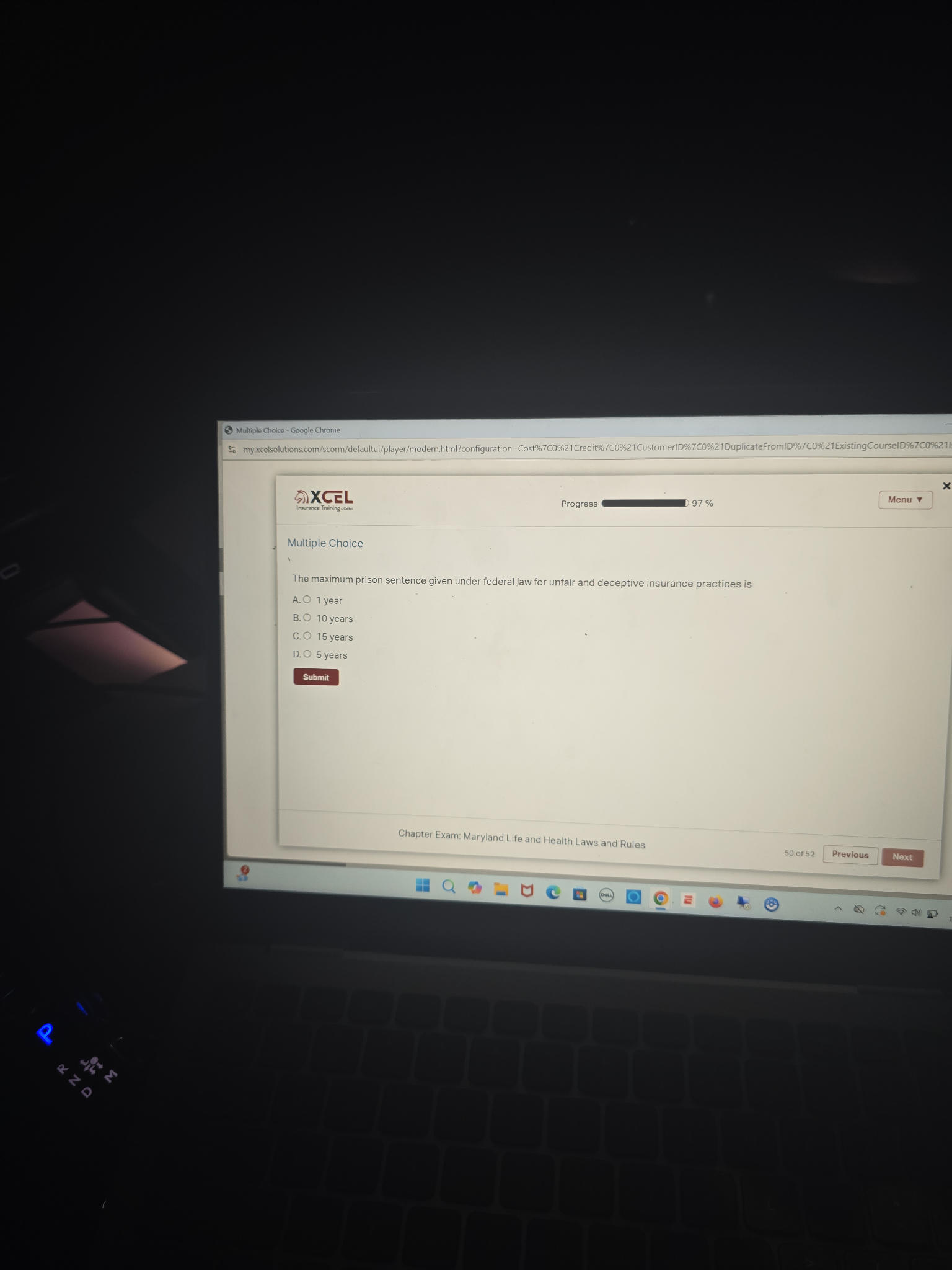 Multiple Choice The maximum prison sentence | StudyX