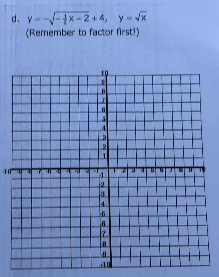 d. Graph the functions $y = - {- {1}{2}x + | StudyX