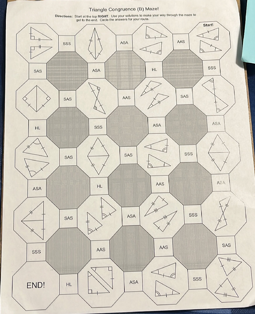 Triangle Congruence (B) Maze! Directions: | StudyX