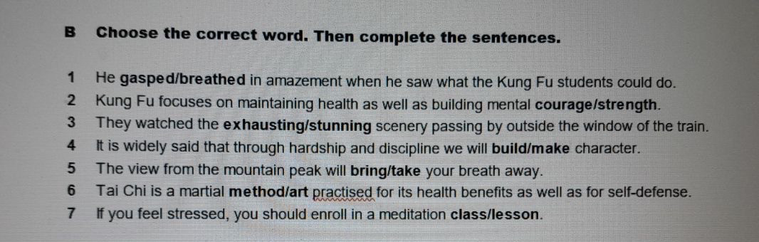 B Choose the correct word. Then complete the | StudyX