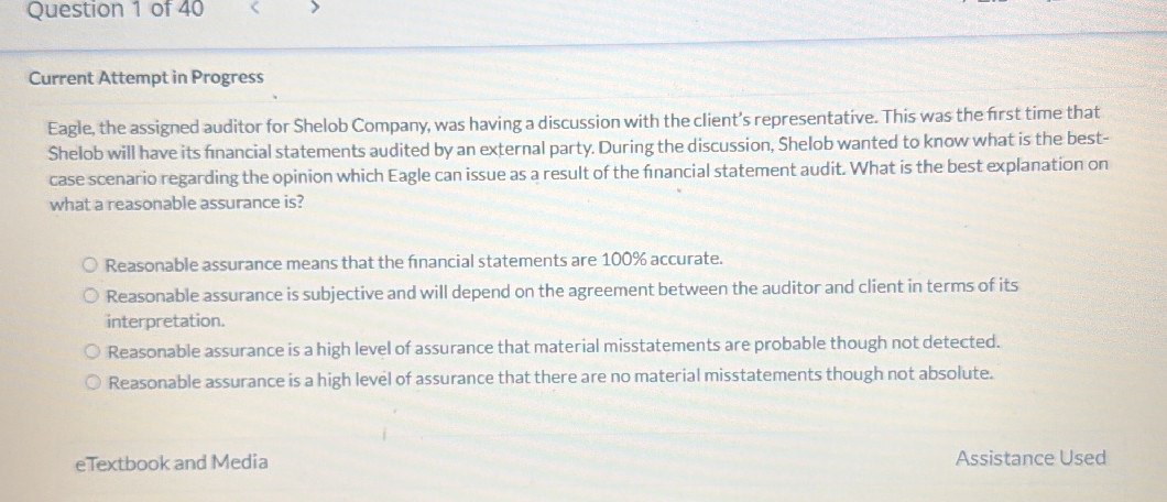 Eagle, the assigned auditor for Shelob | StudyX