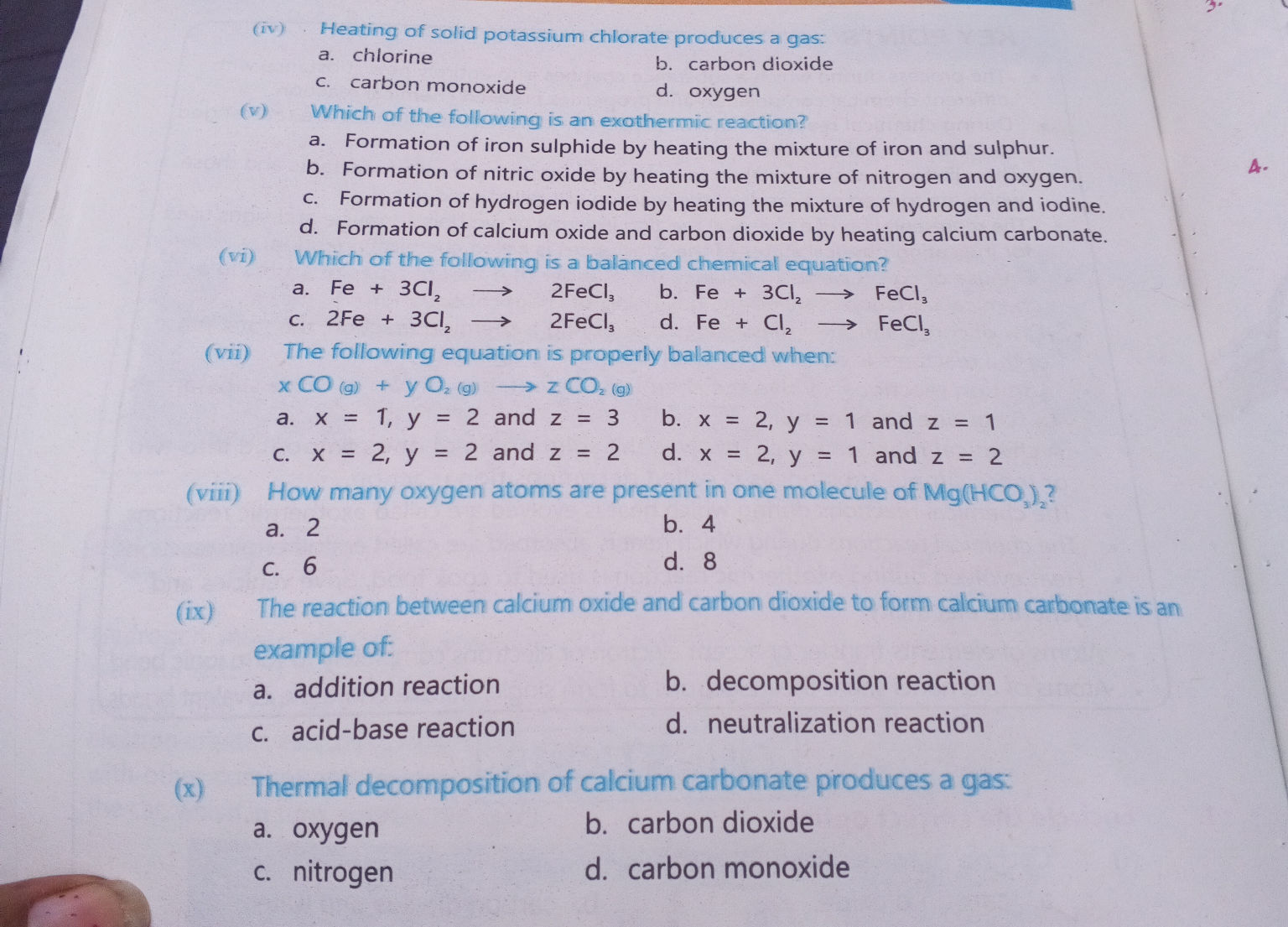 (iv) Heating of solid potassium chlorate | StudyX
