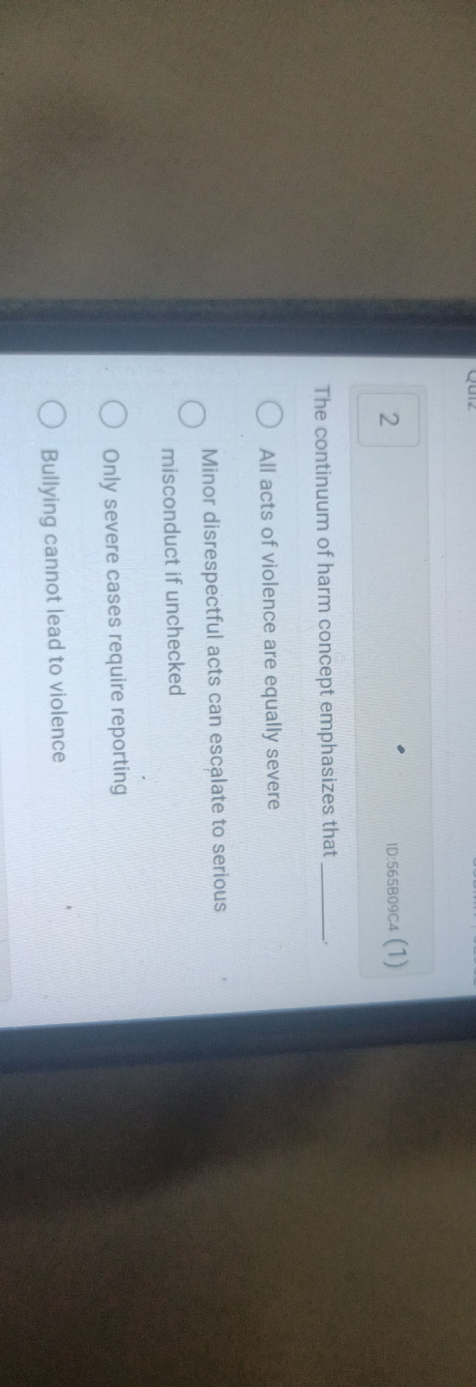 The continuum of harm concept emphasizes | StudyX