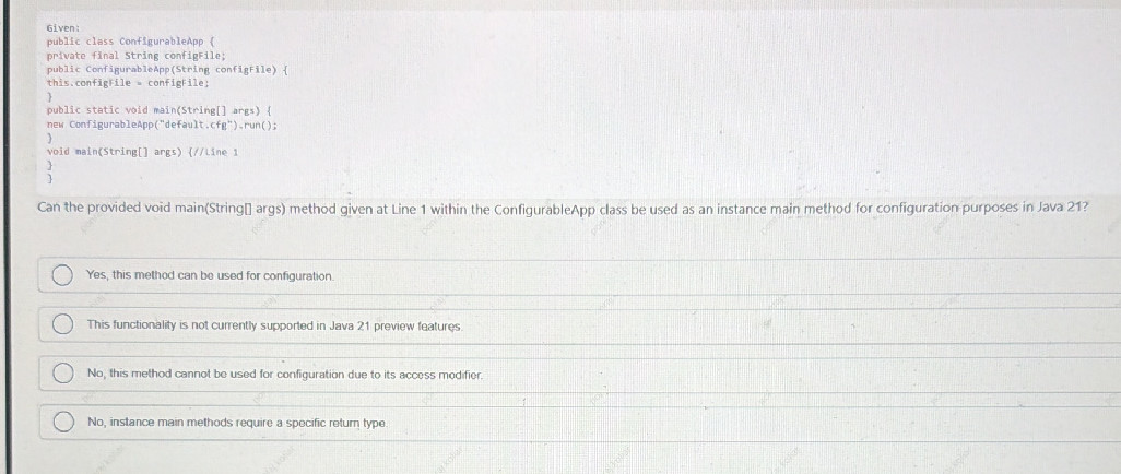 Given: ```java public class ConfigurableApp | StudyX