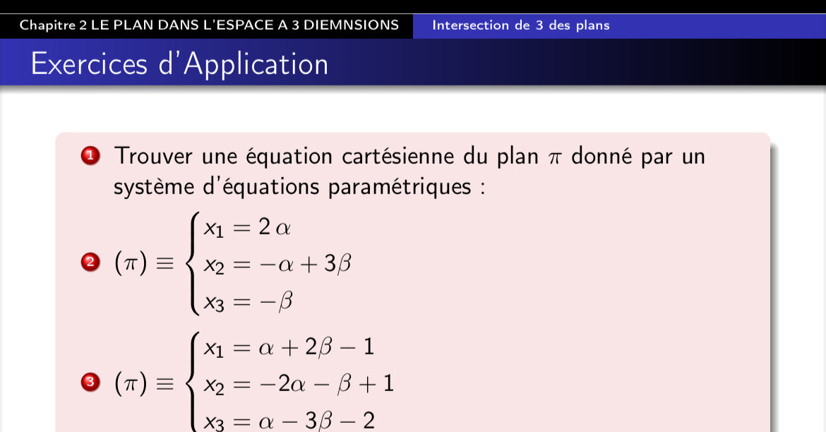 Trouver une équation cartésienne du plan $ $ | StudyX