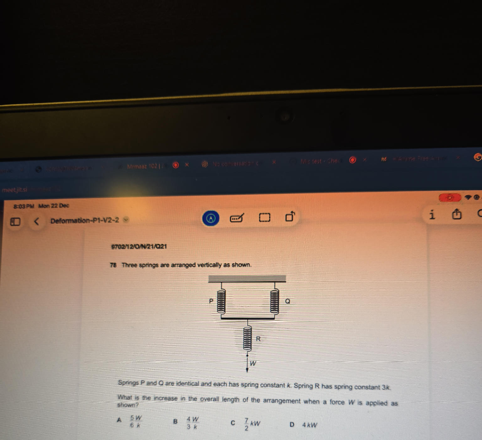 Three springs are arranged vertically as | StudyX