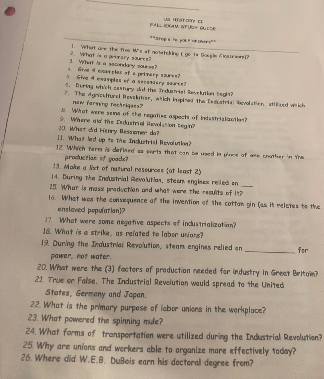 1. What are the five W's of notetaking (go | StudyX