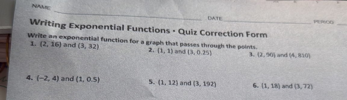 Write an exponential function for a graph | StudyX