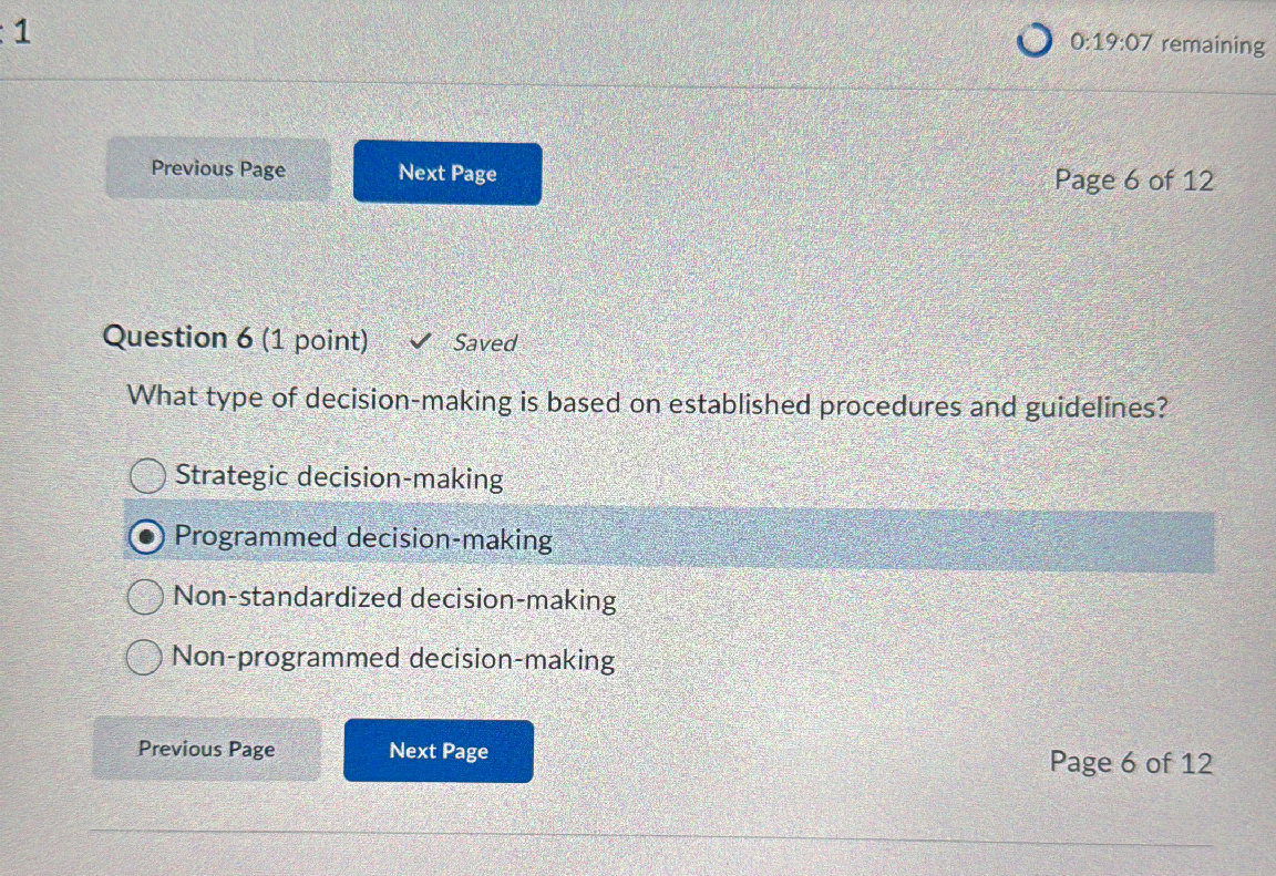 What type of decision-making is based on | StudyX