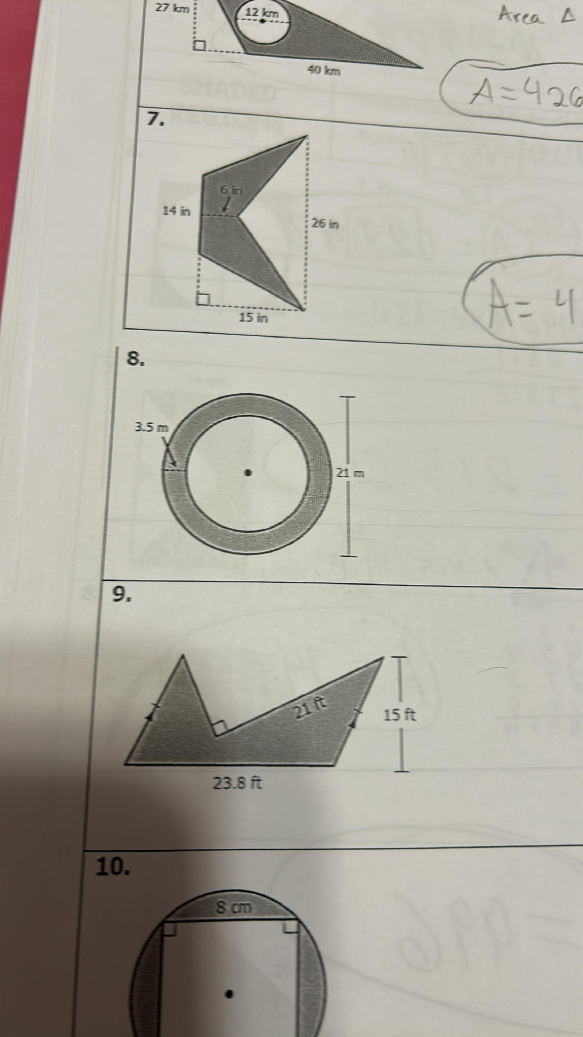 Find the area of the shaded composite figure