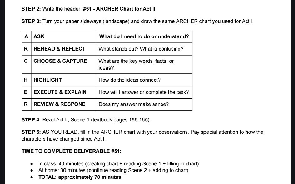 STEP 2: Write the header: #51 - ARCHER Chart | StudyX