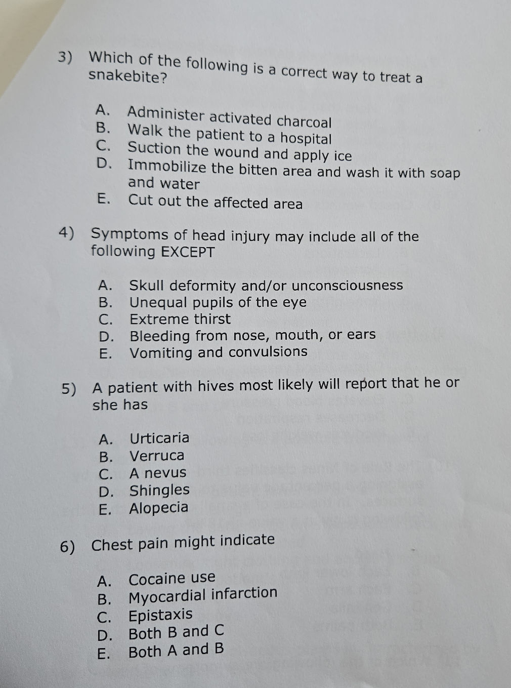 Symptoms of head injury may include all of | StudyX
