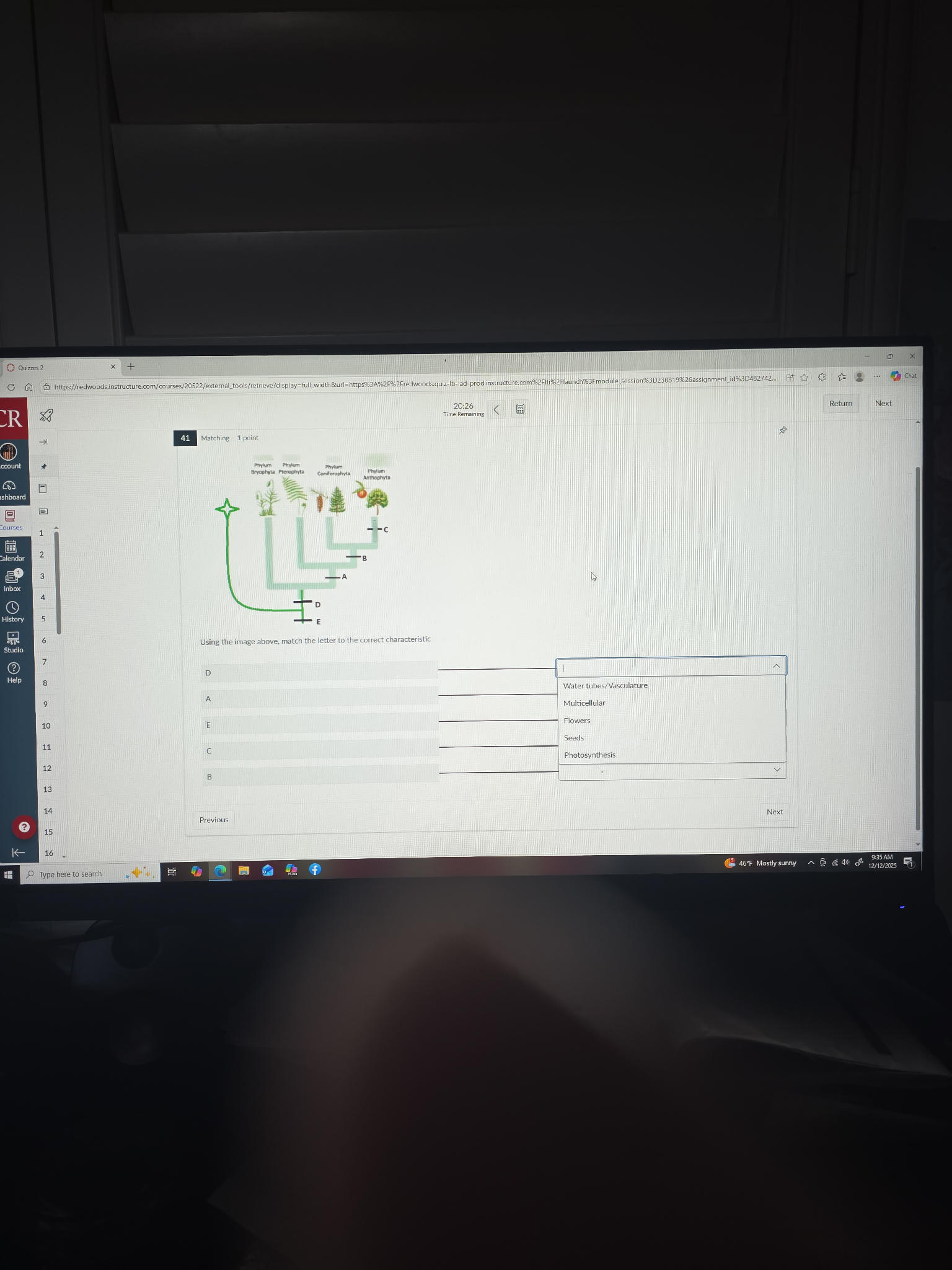 Using the image above, match the letter to | StudyX