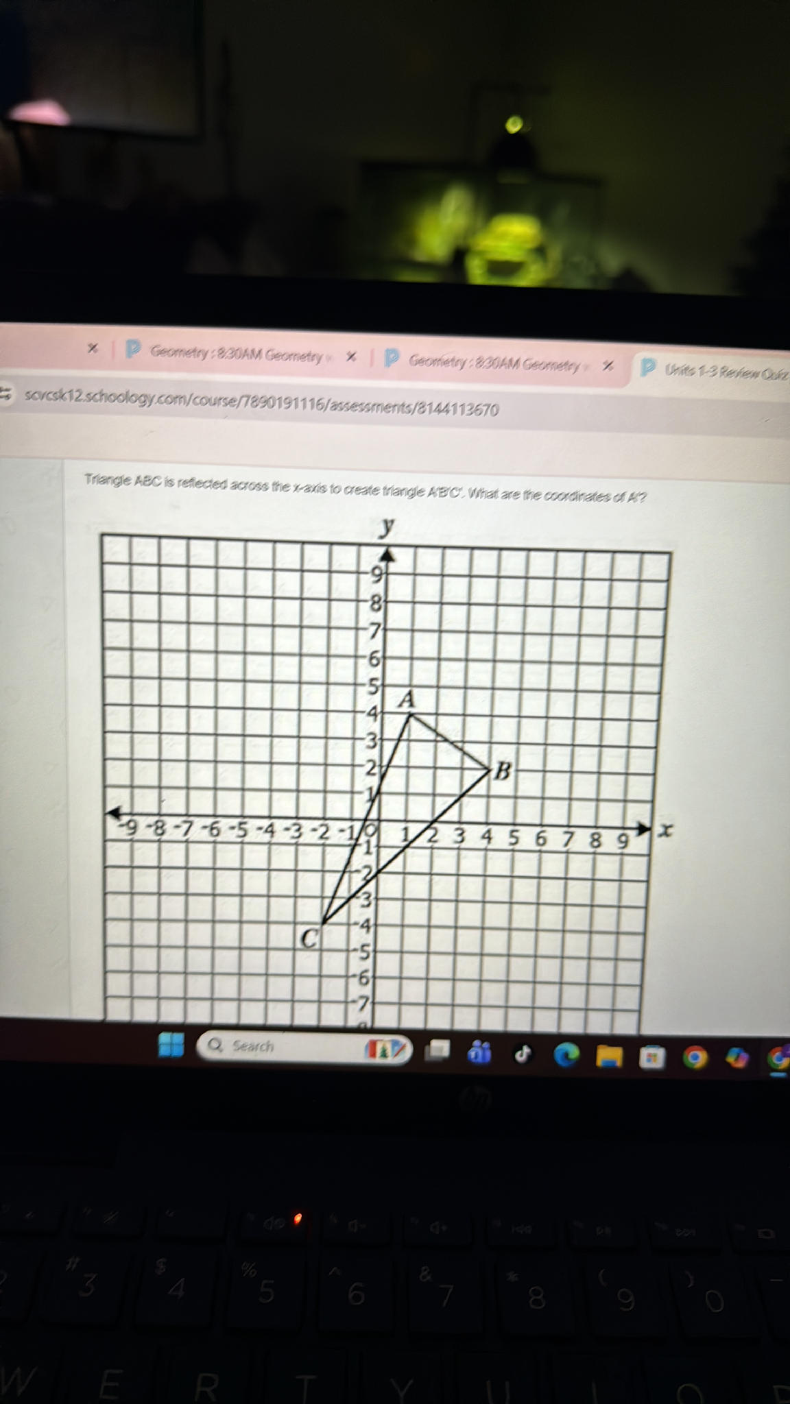 Triangle ABC is reflected across the | StudyX