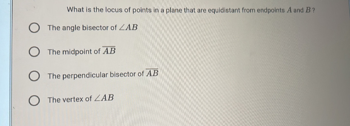 What is the locus of points in a plane that | StudyX