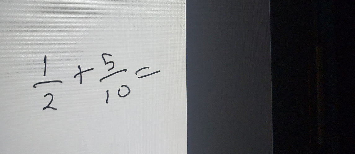 Calculate the sum: $$ {1}{2} + {5}{10} =$$ | StudyX