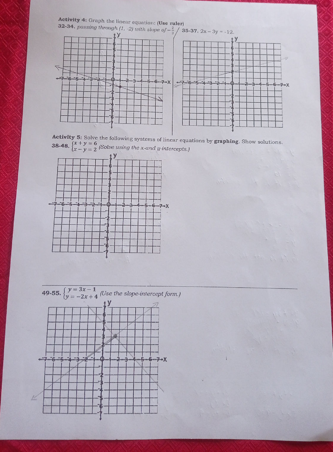 Graph the linear equation: (Use ruler) | StudyX