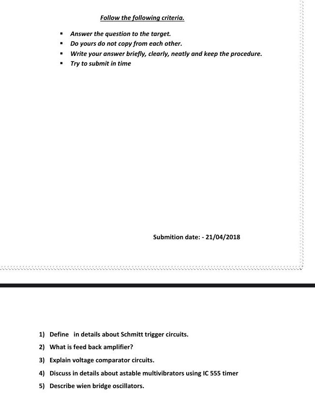 1) Define in details about Schmitt trigger | StudyX
