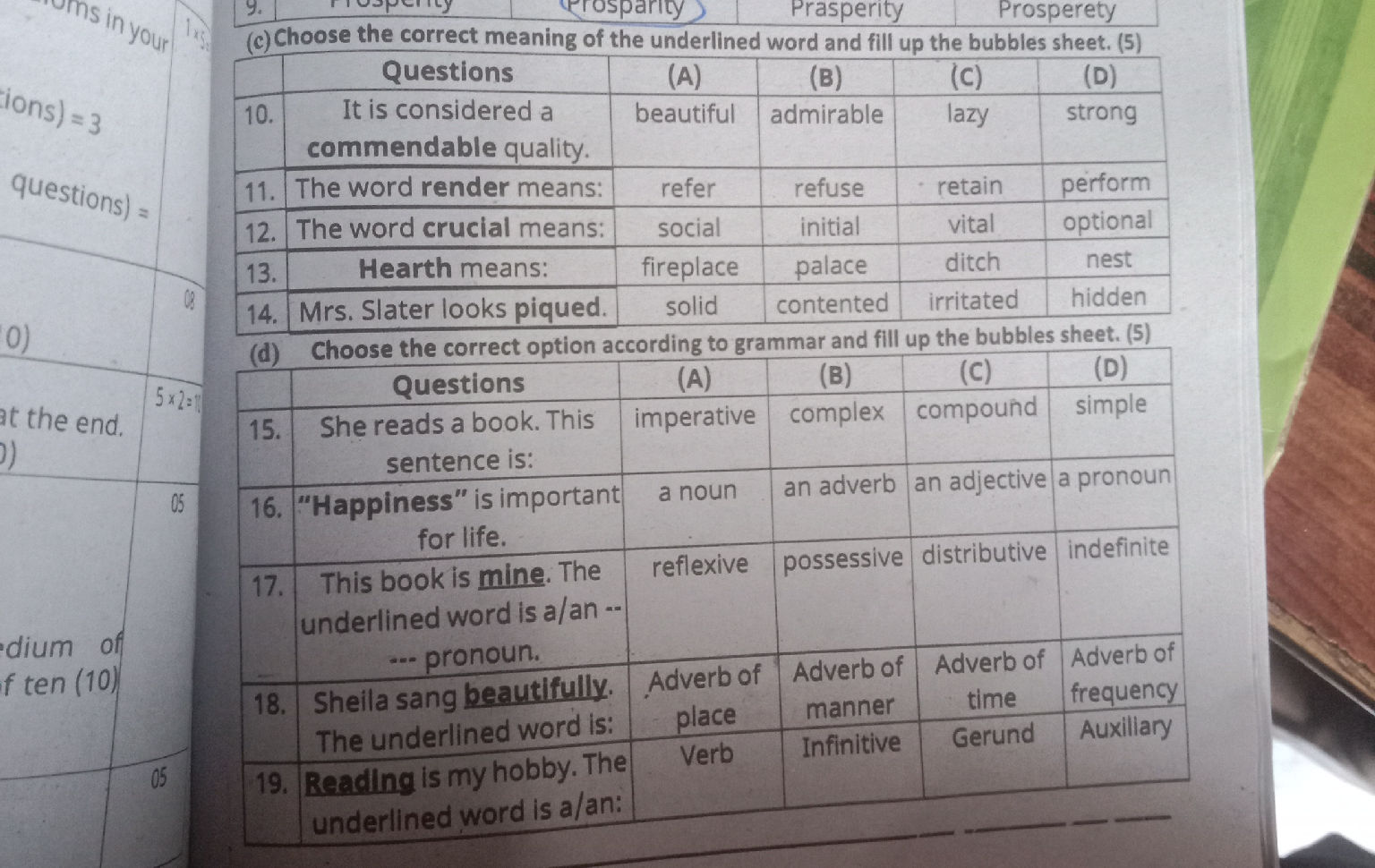 (c) Choose the correct meaning of the | StudyX