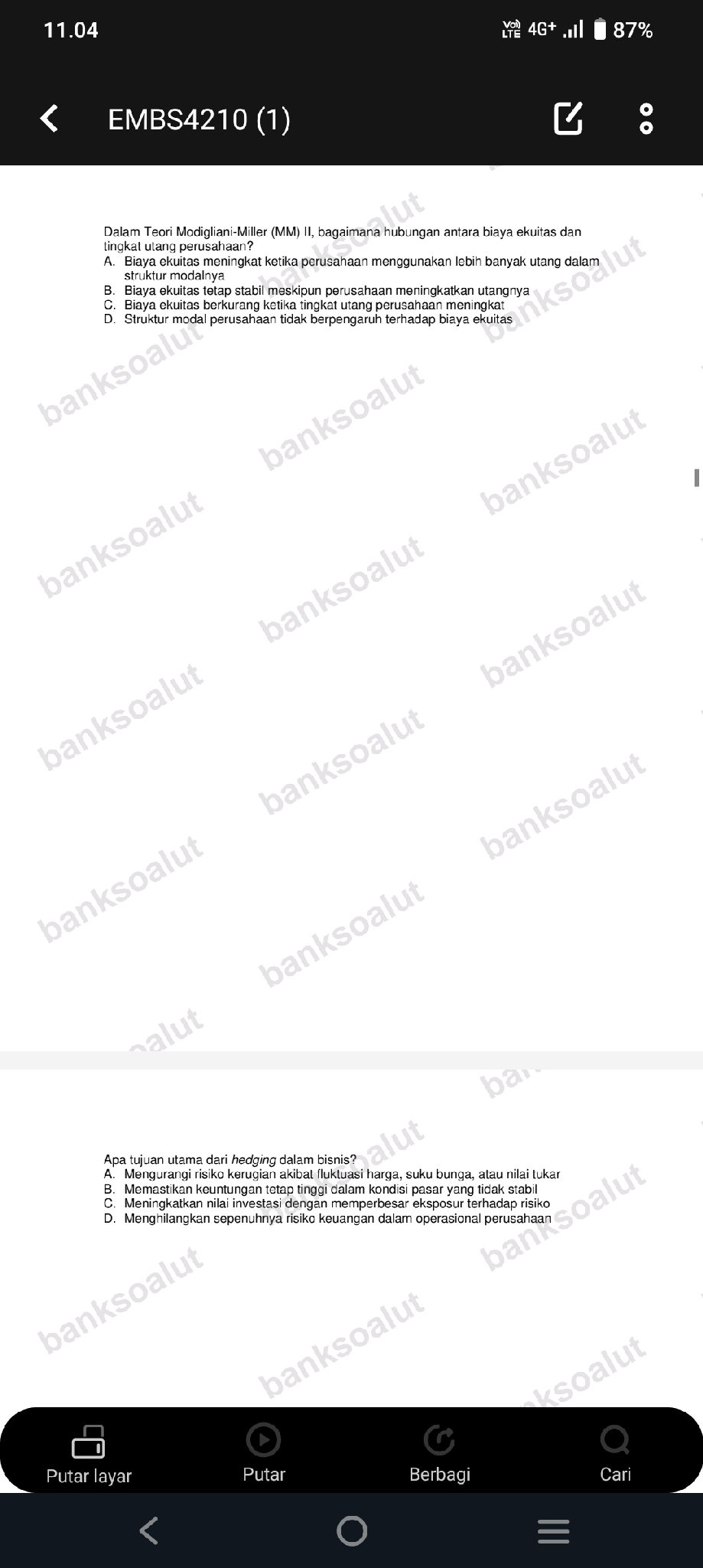 Dalam Teori Modigliani-Miller (MM) II, | StudyX